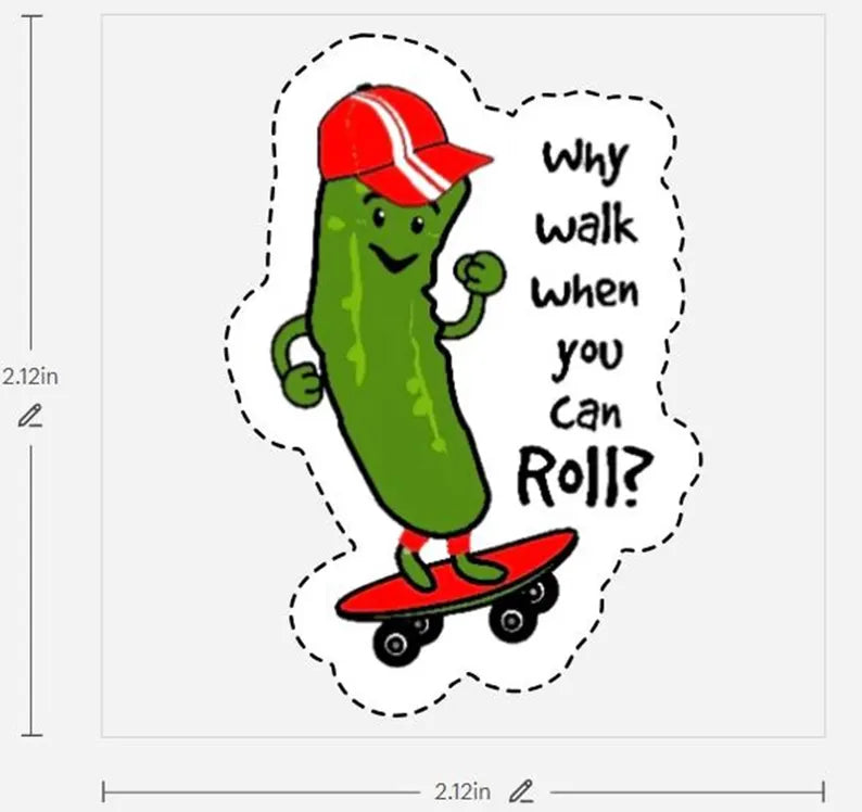 Skateboard Pickle Sticker 2" – Little Pickles Store